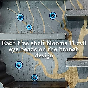 Crystallized Concepts Evil Eye Decor Tree Display Shelf for Crystals | Crystal Decor & Display Shelves | Moon Shelf | Crystal Holder | Moon Decor | Crystal Shelf | Boho Wall Decor for Essential Oils