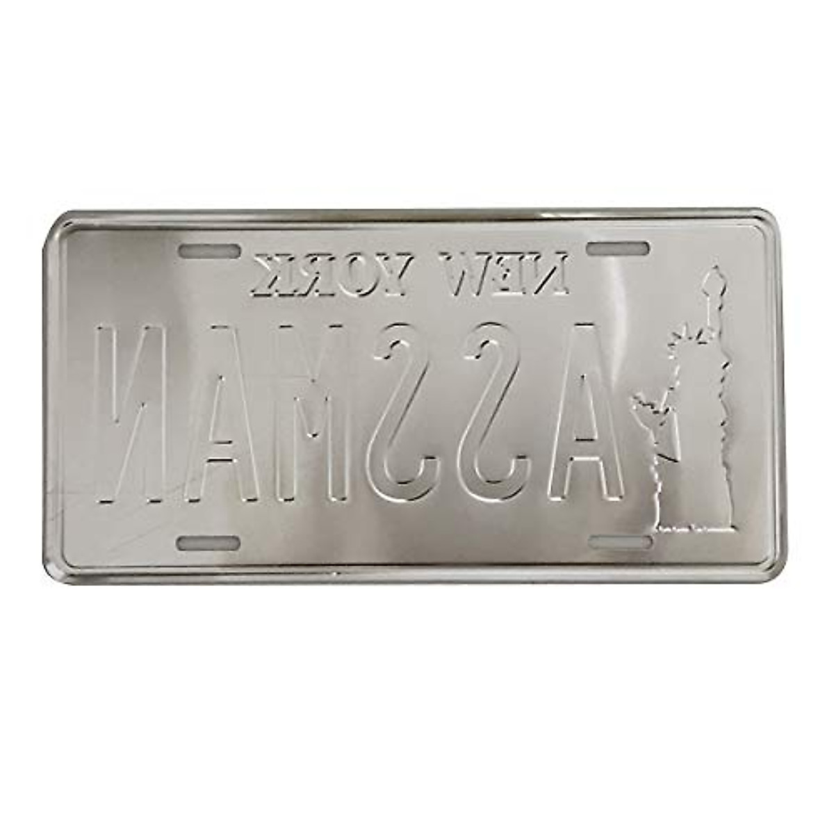 Embossed Prop Number Tag, Assman, Vanity License Plate, Seinfeld | Cosmo Kramer, 6x12 Inch (Tin, Distressed)