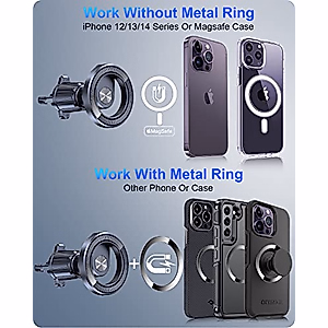 OQTIQ for MagSafe Vent Phone Mount[Round Vent Solution] Magnetic Phone Holder for All Car Benz Mini Accessories Cell Phone Holder Mount for iPhone 14 13 12 Pro Max Mini Plus MagSafe Case