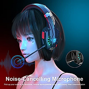 PHOINIKAS Wireless Gaming Headset for PS4 PS5 PC Ninten Switch, G9000 5.8G Wireless Over Ear Headphones with Noise Cancelling Detachable Mic, 7.1 Stereo Sound, 3.5mm Audio Cable, Bluetooth for Phone