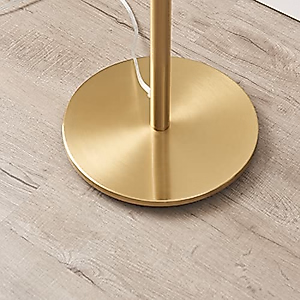 Brightech Lyra LED Tree Floor Lamp for Mid-Century Modern, Contemporary, Industrial Décor, 3 Light Head Standing Lamp with Metal Cage Shade, Standing Pole Tall Lamp for Living Room, Bedroom - Brass