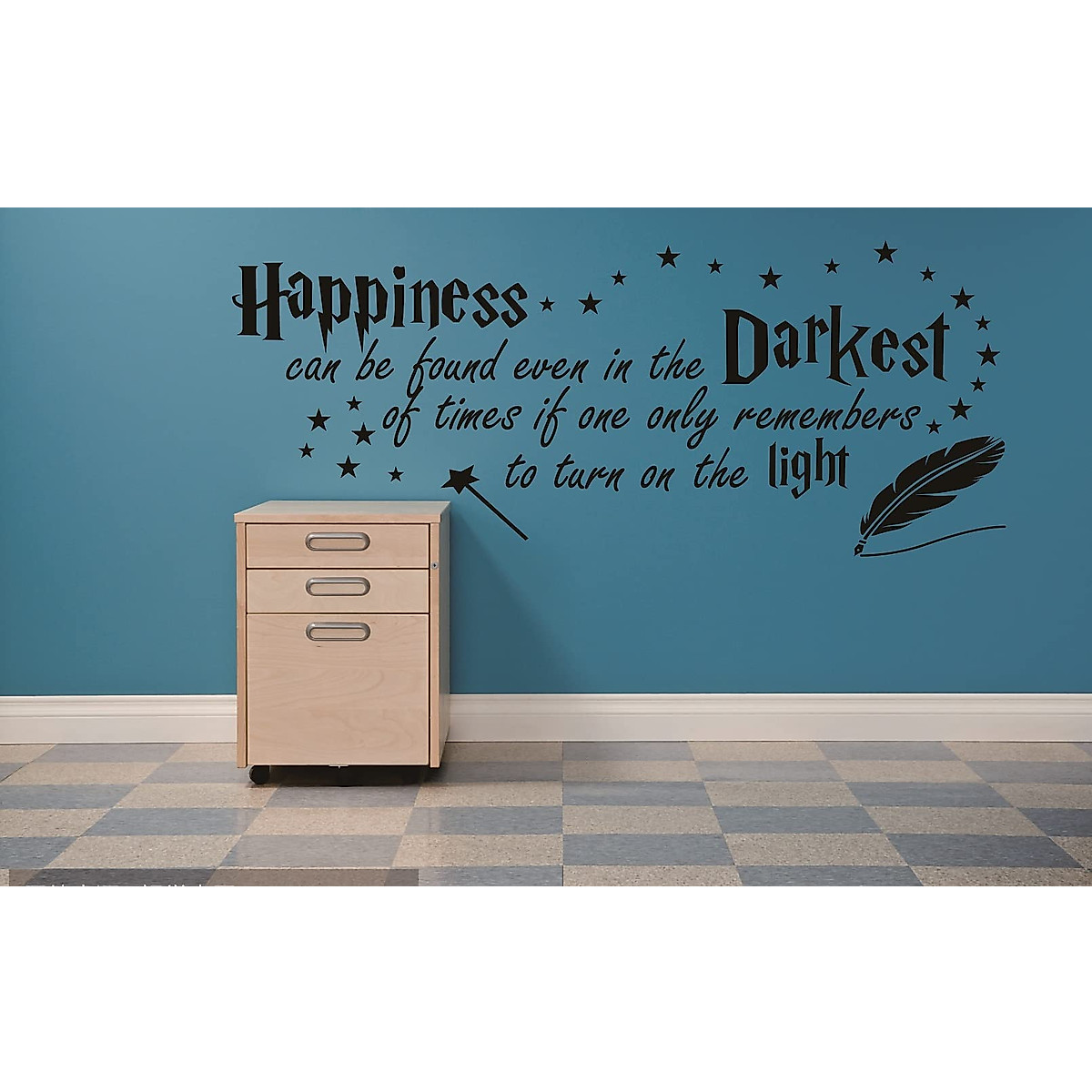 Quote Happiness can be Found Even in The Darkest Wall Sticker Decor Nursery Decal for Kid’s Room