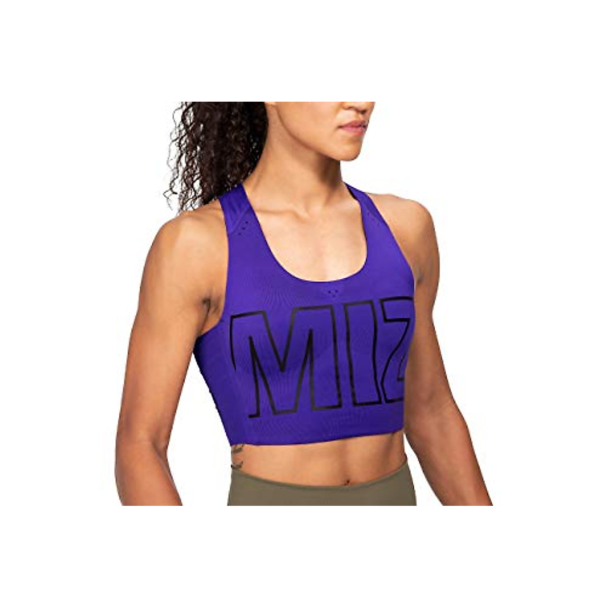 Mizuno Longline Sports Bra by x Ronda Rousey, Aero Crop Bra, Workout Tops for Women, Deep Blue, Medium