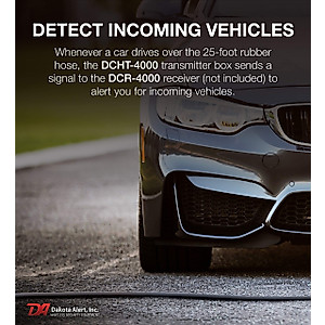 Dakota Alert - DCHT-4000 Wireless Drive Way Alarm Transmitter, One Mile Wireless Range with 25-FT Rubber Hose Vehicle Sensor - Wireless Rubber Hose Driveway Alarm