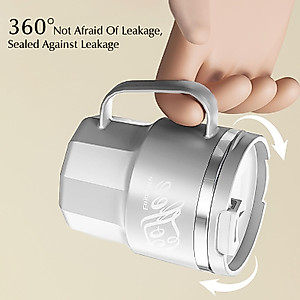 Colawind 13oz Travel Mug, Reusable Coffee Cups with Flip Top Lids, Stainless Steel Coffee Tumbler with handle, 400ml White Drink Cup for Iced Tea, Coffee, Water