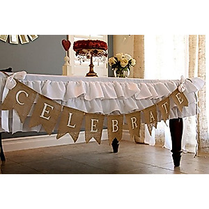 PARFAIR DESSIN 40 Pcs Stiffened Swallowtail Flag Bunting Burlap Banner PreStringed DIY Garland Decoration for Holidays Camping Halloween Christmas 40 Feet (Natural, Flag 1)