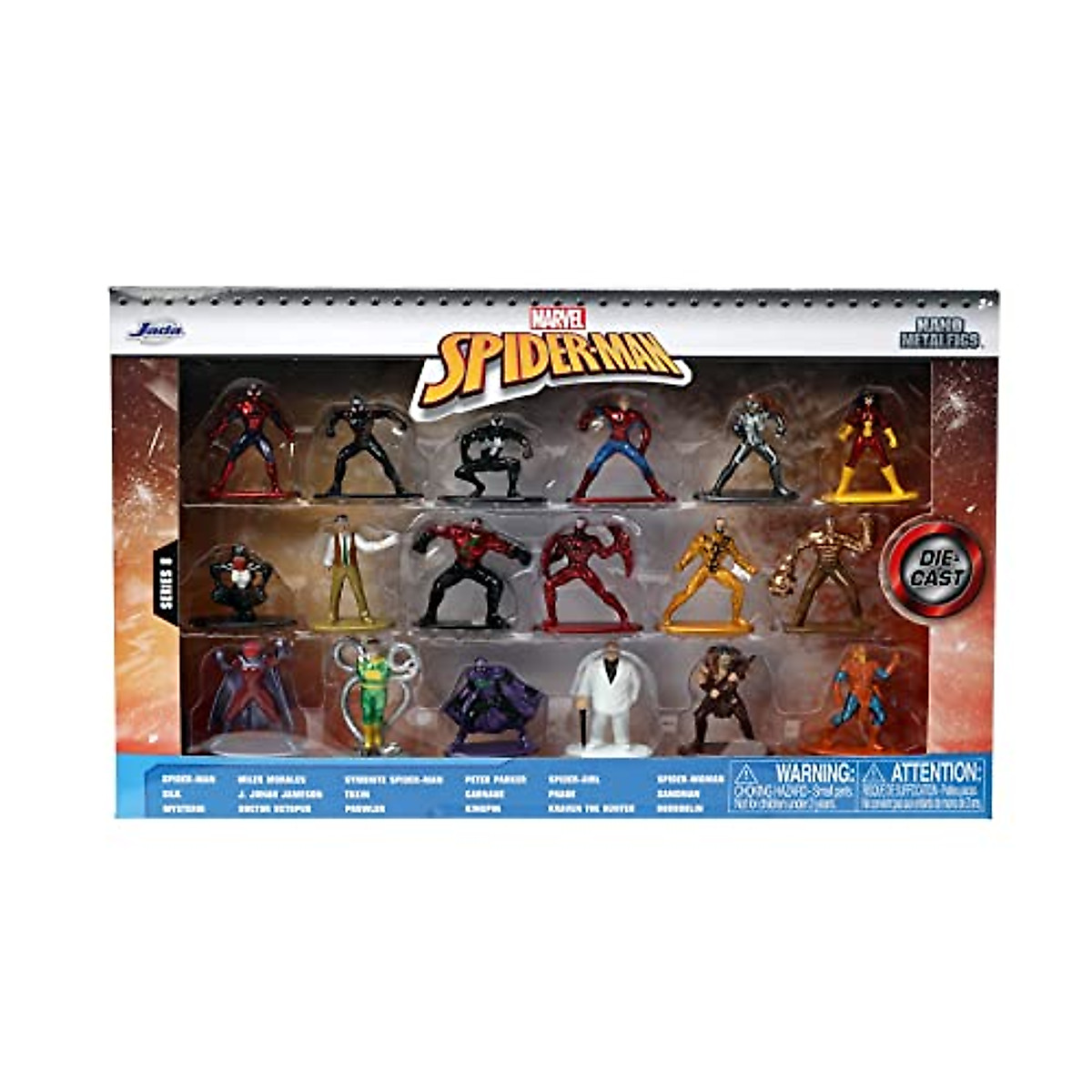 Jada Toys Marvel Spider-Man 18-Pack Series 8 Die-cast Figures, Toys for Kids and Adults