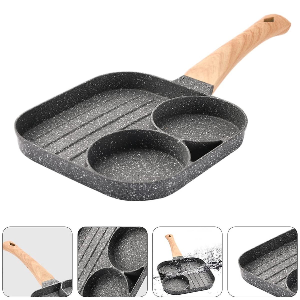 Anneome 1pc Nonstick Kitchen Poached Fried Pans Muffins Non Alloy Section Handle for Non-stick Plett Cups Skillet Tool Steak With Stick One Multipurpose Home Burger Cookware