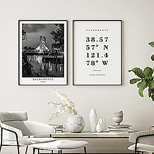 Dear Mapper Sacramento United States View Abstract Road Modern Map Art Minimalist Painting Black and White Canvas Line Art Print Poster Art Print Poster Home Decor (Set of 3 Unframed) (12x16inch)