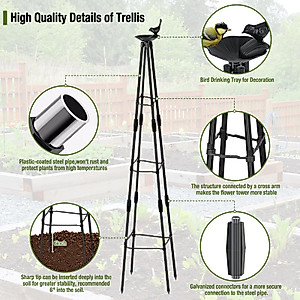 Yeghujar 2Packs 2-in-1 Trellis for Climbing Plants Outdoor Indoor, 47 in Garden Plant Climbing Trellis for Potted Plants, Flowers, Tomato Vegetables, Tower Obelisk & Fan-Shaped Plant Support Trellis