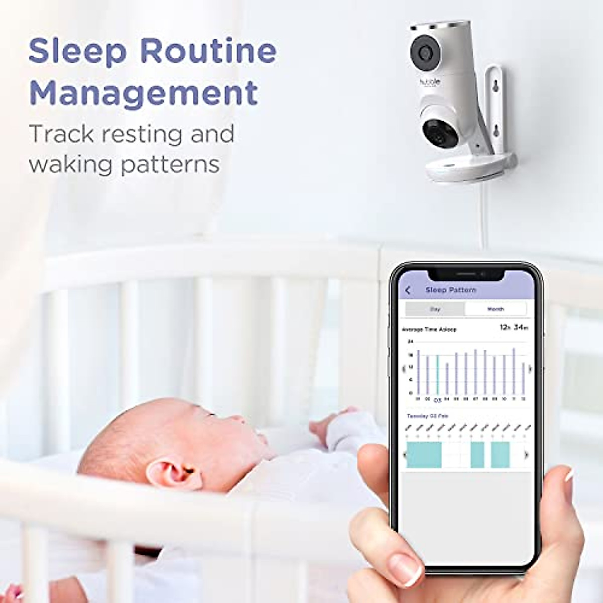 Hubble Connected Dual Vision Smart HD Baby Monitor with 2 Cameras, WiFi Baby Monitor with App and Screen, Remote Pan Tilt Zoom, 2-Way Talk, AI Motion Tracking, Night Vision, Room Temperature Sensor