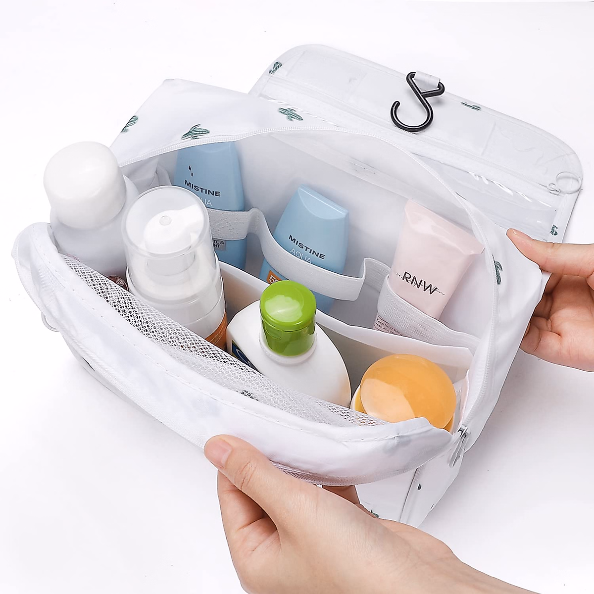 Etercycle Hanging Toiletry Bag for Women, Large Cosmetic Bag Travel Organizer Toiletries bags Makeup Bag with Hook（White）