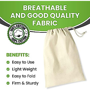 Cotton Bag Drawstring - 6 Pack, Canvas Bags 18'' X 18'' inch - Machine Washable Cotton Fabric - Storage Sack for Dirty Clothes, Basket Liner, Hamper Bag, Liner Replacement, delicates, Sleeping Bag, Reusable Travel Dorm and Basket Closure