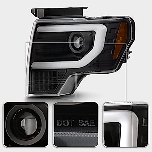 ACANII - For [HID/Xenon Model] 2013-2014 Ford F150 Truck LED Signal Built-In Low/High LED Projector Headlights Headlamps