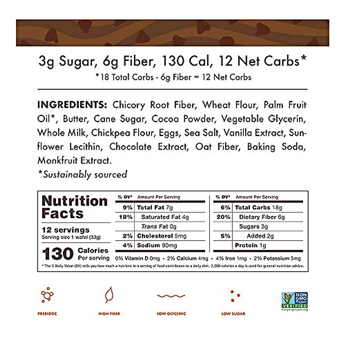 Rip Van Wafels Chocolate Brownie Stroopwafels - Healthy Snacks - Non GMO Snack - Keto Friendly - Office Snacks - Low Sugar (3g) - Low Calorie Snack - 1.16 Ounce (Pack of 12)