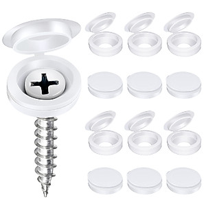 200pcs Screw Caps, Sopito Plastic Hinged Screw Cover Caps Fold Screw Snap Covers Washer Flip Tops for Covering Screw Heads, Screw Protection (White)