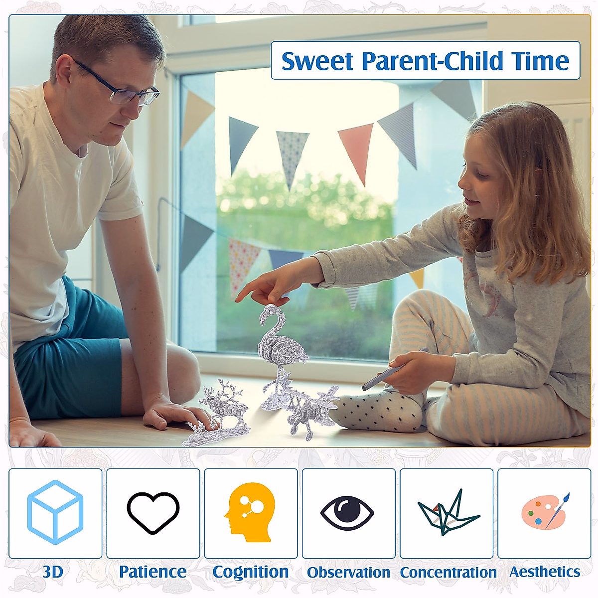 Syhood 36pcs 3D Coloring Puzzle Set Animal Painting Puzzle Crafts for Girls Set Include 12 Creative DIY Painting with 24 Coloring Pens for Boys and Girls Educational Birthday Gift Supplies