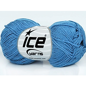 Lot of 6 Skeins Ice Yarns Almina Cotton (100% Mercerized Cotton) Yarn Blue