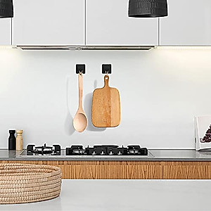 LJLink Self Adhesive Towel Hooks Matte Black Modern Coat Hook 2 Pack Stainless Steel Wall Hooks Round Utility Shower Towel Hanger for Kitchen Home Storage Bathroom