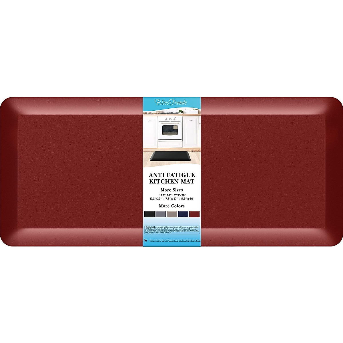 4/5 Inch Thick Kitchen Rugs, Cushioned Kitchen Mats, Anti Fatigue Mat for Floor, Non-Skid Washable Rug Set, Waterproof Standing Desk Mat, Heavy Duty Comfort Foam Mats for Home, Office, 17.3"*39", Red