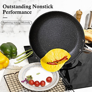 Aufranc 7pcs Nonstick Pots and Pans Set, Stainless Steel Non Stick Cookware Set, Kitchen Induction Cooking Pot and Pan Set Compatible with All Cooktops, Oven & Dishwasher Safe, Non-Toxic (Black)