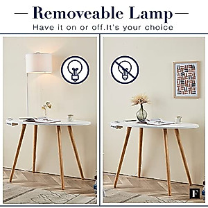 FENLO Future Oval - 45.5" Mid-Century Desk with Charging Station, Home Office Desk with USB, USB-C, and Power Outlet, Smart Work Table for Home Office, Round Table with USB Charging (White)