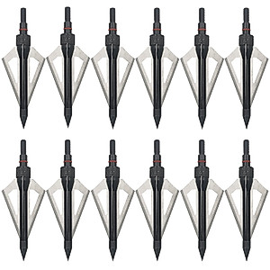 LeeMui Hunting Broadheads 12PK 100 Grains Screw-in Arrow Archery 3 Blades Hunting Heads Arrow Tips Compatible with Crossbow and Compound Bow + 1 PK Broadhead Storage Case (Black)