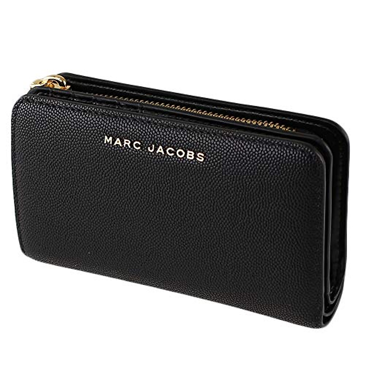 Marc Jacobs M0016990 Black Saffiano Leather With Gold Hardware Medium Women's Bifold Wallet