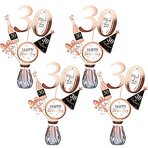Konsait Rose Gold 30th Birthday Centerpiece Sticks-30th Birthday Table Toppers -Birthday Party Decorations Accessories- 30 Fabulous -Bday Party Cheers to Thirty Years Birthday Party Favor Supplies
