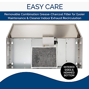 Broan-NuTone 413604 Non-Ducted Ductless Range Hood Insert with Light, Exhaust Fan for Under Cabinet, 36-Inch, Stainless Steel