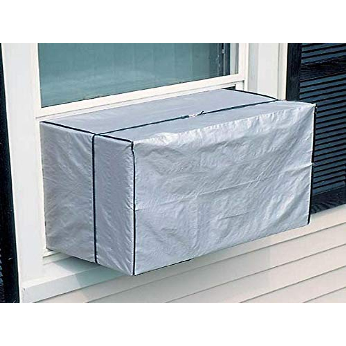Dependable Industries Vinyl Outside Window Unit AC Air Conditioner Cover with Straps Keep Dirt and Dust Out in The Off Season (Silver - 25.5" x 17" x 20.5")