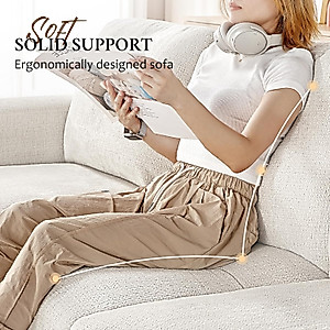 papababe Sofa, 3 Seater Modern Couches with Extra Deep Seats, 89 Inch Wide Comfy Couches for Living Room (Chenille, Beige)