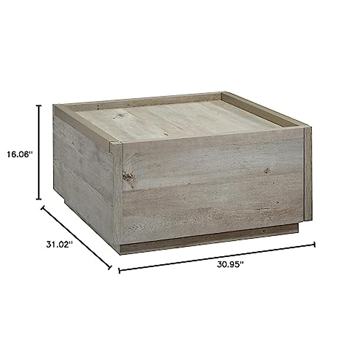 Sauder Manhattan Gate Coffee Table, L: 31.02" x W: 30.95" x H: 16.06", Mystic Oak Finish & Cannery Bridge Side Table, Mystic Oak Finish