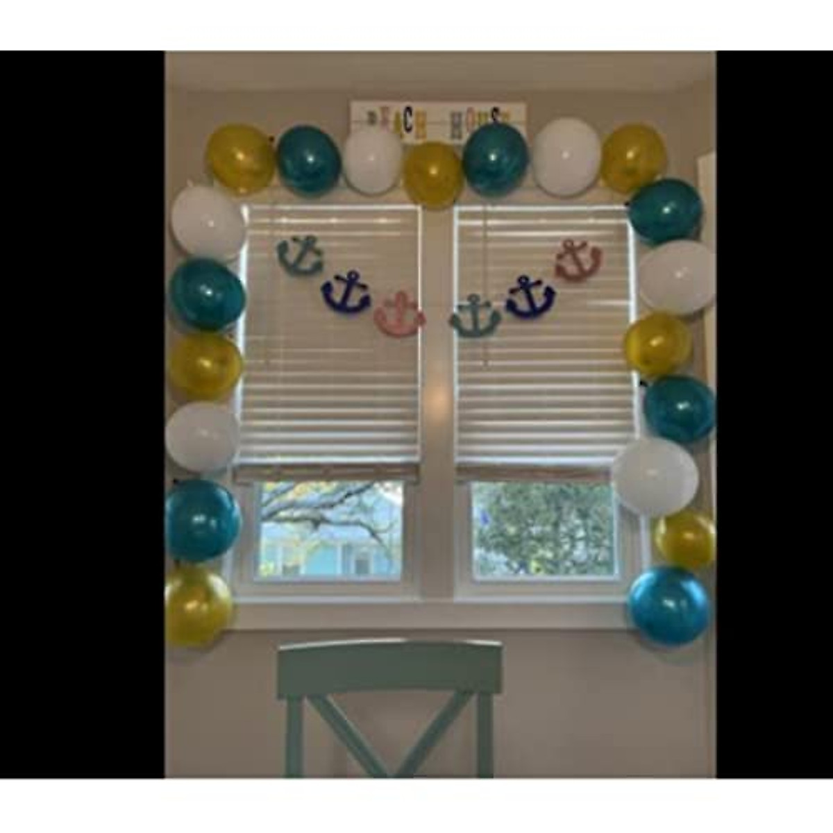 Anchor Banner Nautical Party Themed Hanging Garland Party Banner Rose Gold Blue Green Theme Party Decor Anchor Cruise Banner Bachelorette Cruise Decorations Pre-Strung