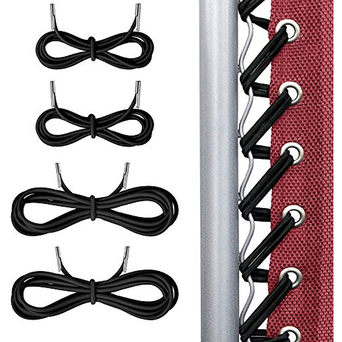 DEARLIVES 4 Pack Universal Replacement Elastic Cords for Zero Gravity Chair, Repair Tool Kit for Sun Loungers, Garden Chairs, Outdoor Recliners, Anti Gravity Chair, Bungee Chairs
