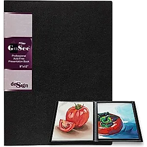GoSee Professional Quality 9x12 inch Artist Portfolio Presentation Book (24 Count, Top-Loaded Pages) Perfect for Travel and Displaying Artwork