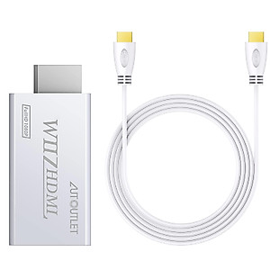 AUTOUTLET Wii Hdmi Adapter Wii to Hdmi Converter Output Video Audio Adapter, with 1M HDMI Cable Wii2HDMI 3.5mm Audio Video Output Supports 720/1080P All Wii Display Modes Compatible with Nintendo