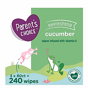 Parent's Choice Baby Wipes Refreshing Cucumber 240 Ct w/ Aloe