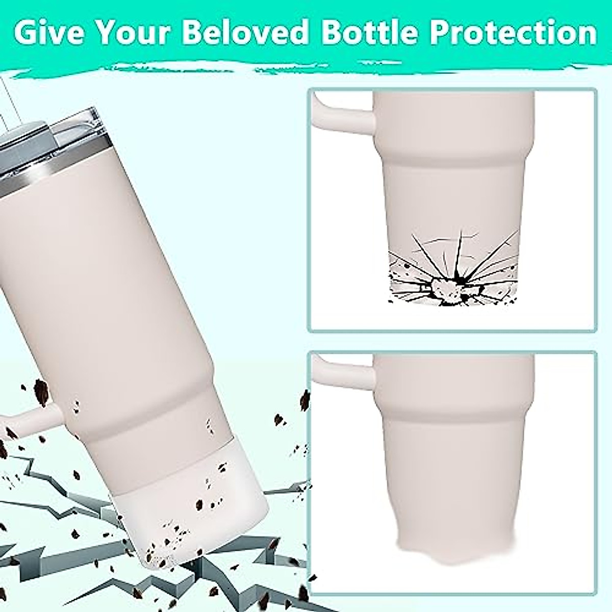 Silicone Boot Sleeve for Stanley Quencher 40 oz 30 oz Tumbler with Handle & for IceFlow 20oz 30oz, Protective Water Bottle Cup Bottom Bumper Cover for Stanley Tumbler Accessories, 2Pack