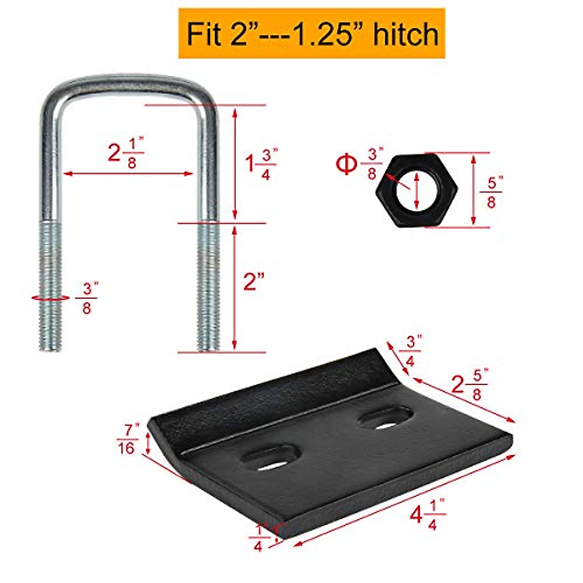 WOFTD Hitch Tightener for 1.25" and 2" Hitches, Anti-Rattle Easy Installation Rust-Free Heavy Duty Reduce Movement from Hitch Tray Cargo Carrier