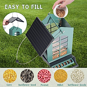 Squirrel Proof Bird Feeder for Outdoors Hanging, Metal Hanging Bird Feeder with Bilateral Weight-Activated Perches, 8LBS Large Capacity Wild Bird Feeder, Squirrel Chewing Proof