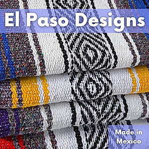 El Paso Designs Mexican Yoga Blanket | Colorful Falsa Serape | Park Blanket, Yoga Towel, Picnic, Beach Blanket, Patio Blanket, Soft Woven Saddle Blanket, Boho Home Décor (Beige)
