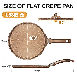 Innerwell 11 inch Nonstick Crepe Pan, Granite Coating Flat Skillet Dosa Tawa Tortilla Pan, Large Pancake Griddle Comal Pan, Compatible with All Stovetops, PFOA Free