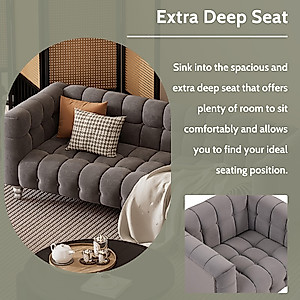 3-Piece Sofa Sets Living Room Sets with Solid Wood legs, Buttoned Tufted Backrest, Dutch Fleece Upholstered Couches Sets Including 3-Seat Sofa, Loveseat and Chair for Living Room (Grey)