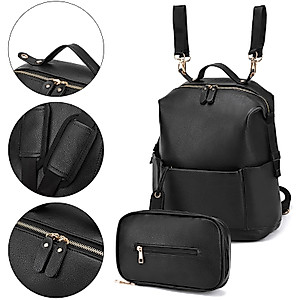 Diaper Bag Backpack for Mom Pu Leather Waterproof Multifunctional Large Capacity Travel Baby Bag with Changing Pad for Boy Girl Stroller Straps 2pcs White