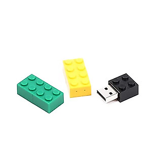 schicj133mm Memory Stick Portable High Speed USB2.0 Pen Drive Shockproof Building Block Design Yellow 16GB
