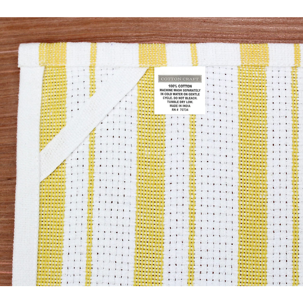 COTTON CRAFT Oversized Kitchen Towels -4 Pack 100% Cotton Basketweave Tea Dish Towels - Absorbent Reusable Low Lint Quick Dry - Cooking Drying Restaurant Bar Cleaning Cloth Napkin -20x30 Yellow Stripe