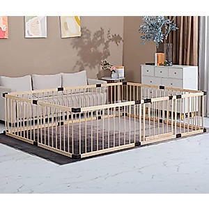 Conabay Large Baby Playpen Play Pen Fence Gate,Baby Safety Wooden Guard Fence Play Area with Door,Baby Kids Barrier Fencing,Baby Birthday Gift (180x240CM)