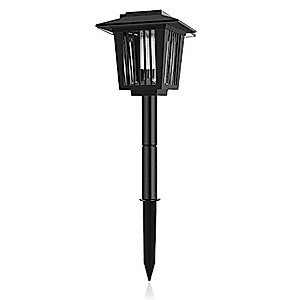 Flexzion Solar Powered Bug Zapper Outdoor Indoor Mosquito Zapper Portable Bug Repellent Light Torch Cordless Solar Insect Zapper Lantern Lamp, Led Light with Bug Zapper for Yard, Garden, Outdoors