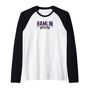 NASCAR - Denny Hamlin - Racing Flags Raglan Baseball Tee